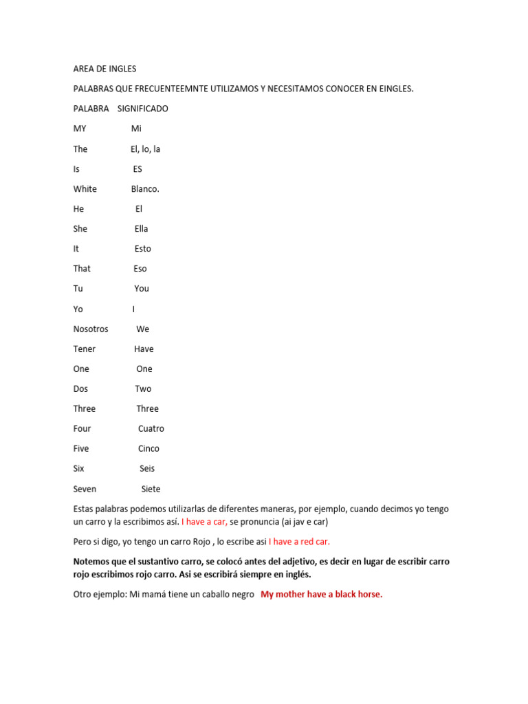Area de Ingles | PDF