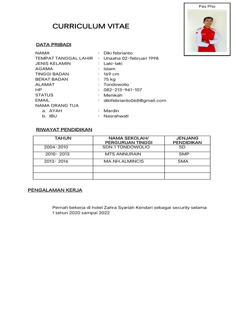 CV Diki Febrianto 781 | PDF