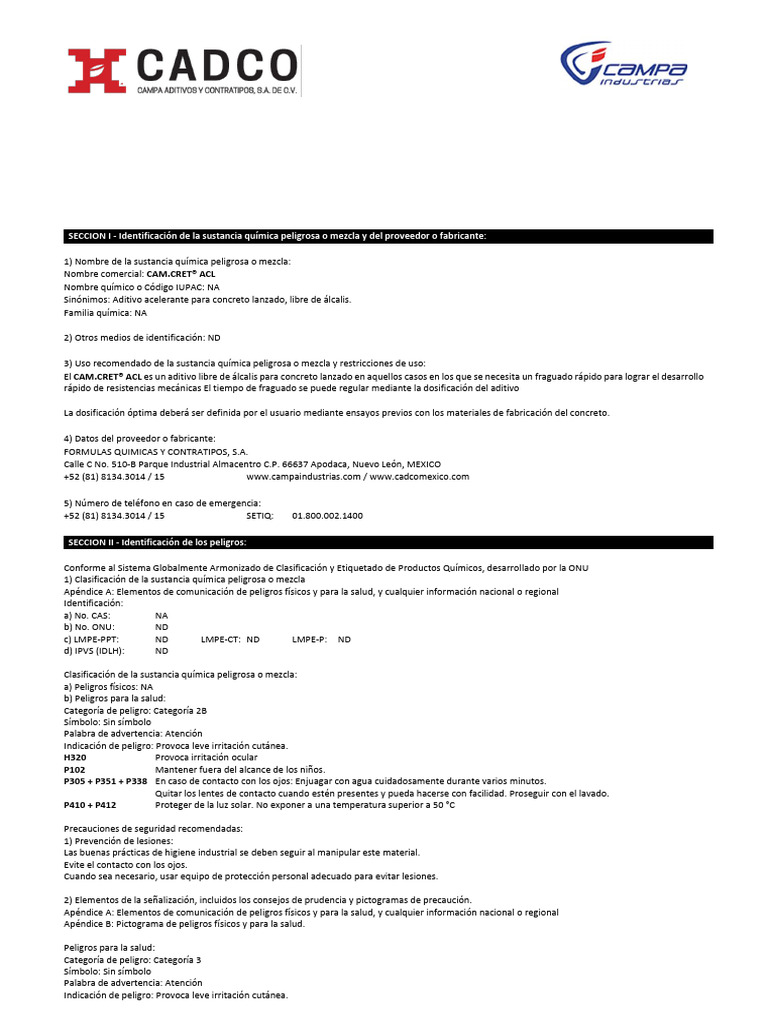 Cam - Cret® Acl - HDS - MSDS - 02.02.20 | PDF