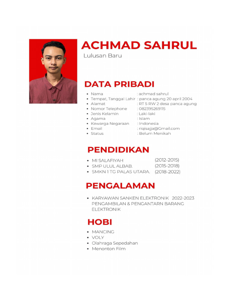 CV. Achmad Sahrul | PDF