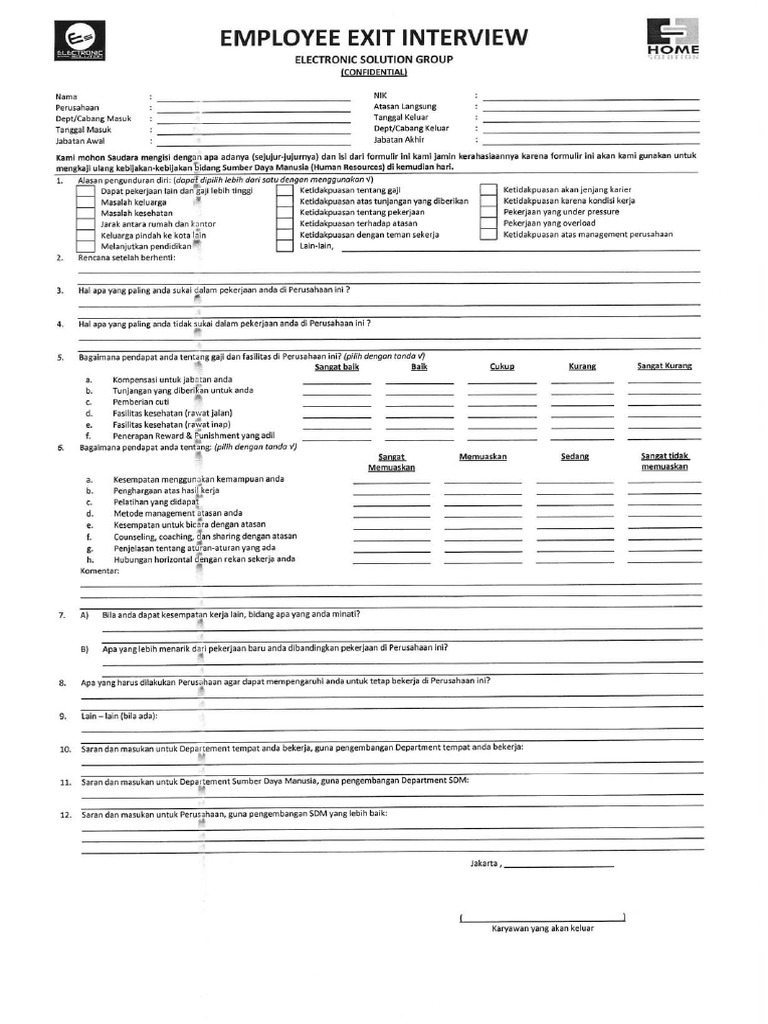 Form Exit Interview | PDF