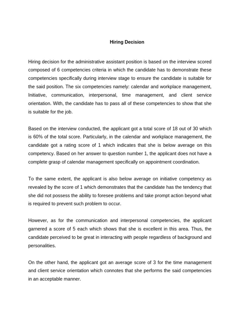 Hiring Decision & Interview Transcript | PDF