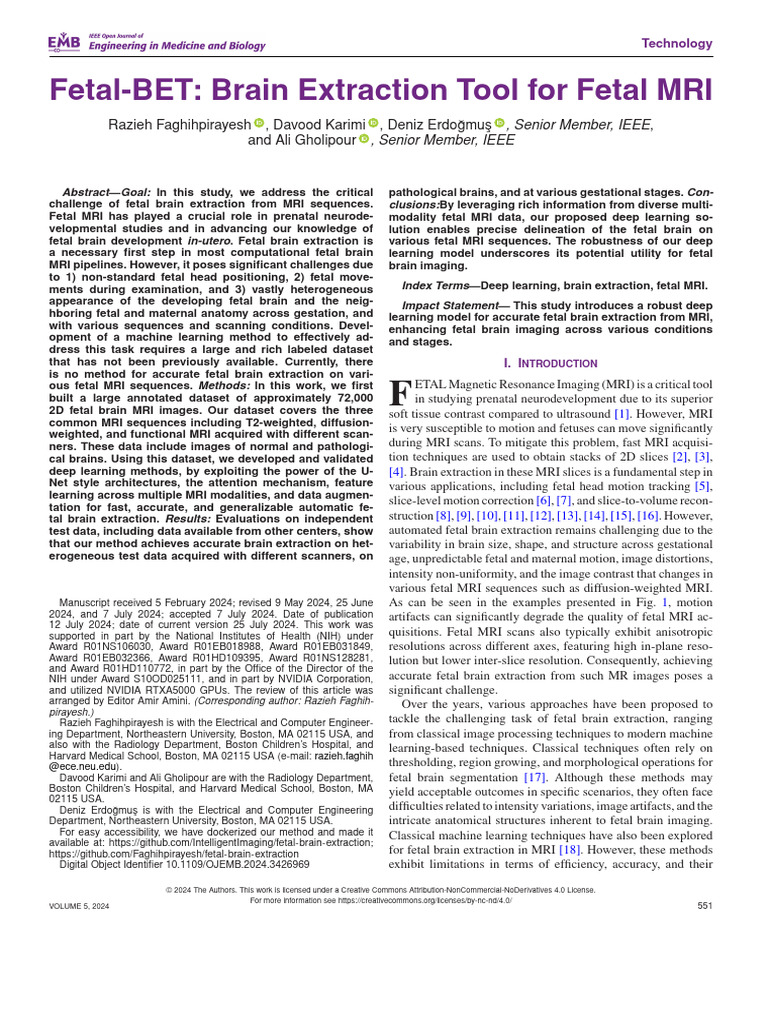 Fetal-BET Brain Extraction Tool For Fetal MRI | PDF