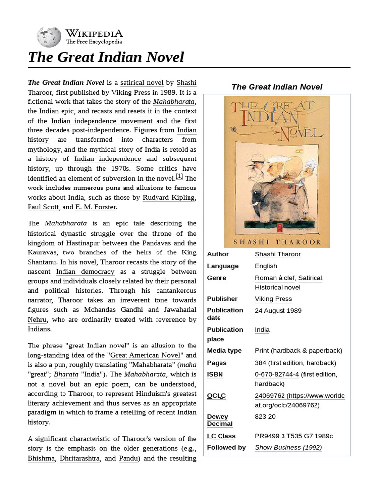 The Great Indian Novel | PDF