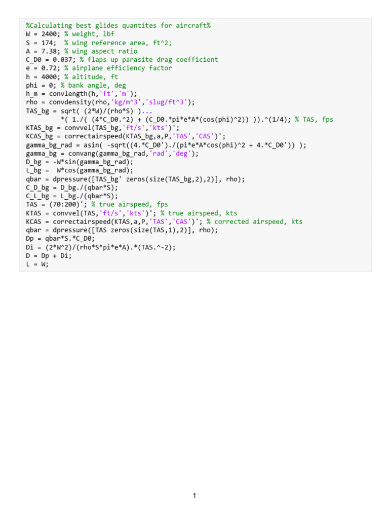 Best Glide Speed Calculation Guide | PDF
