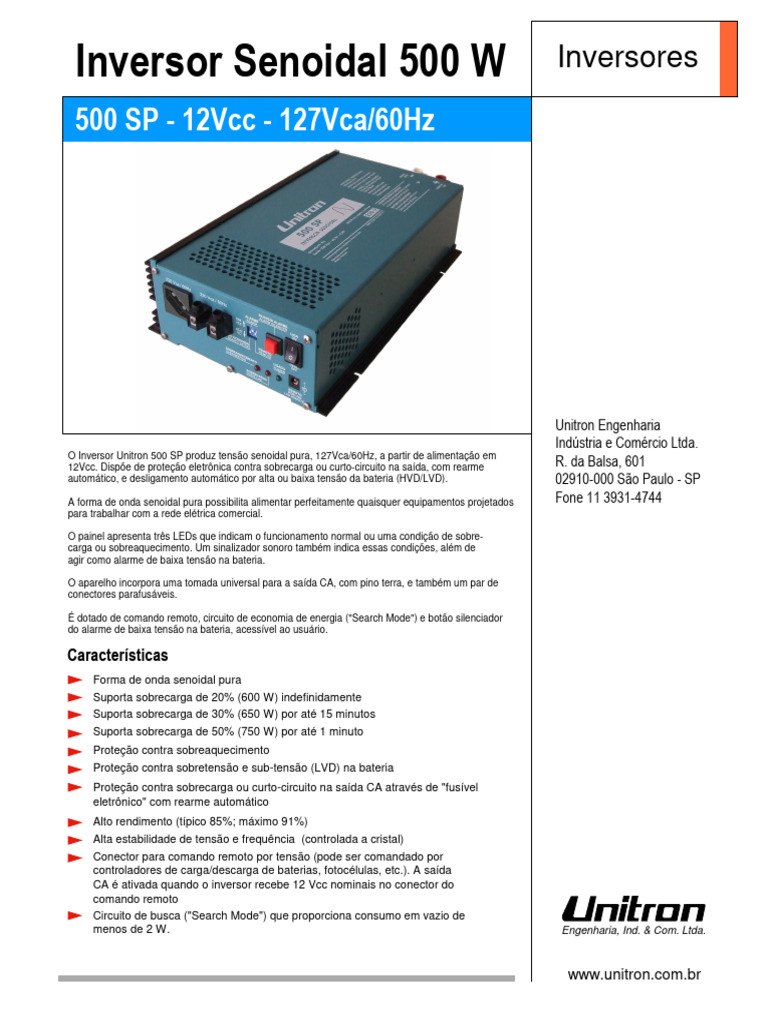 Inversor Senoidal 500 W | PDF
