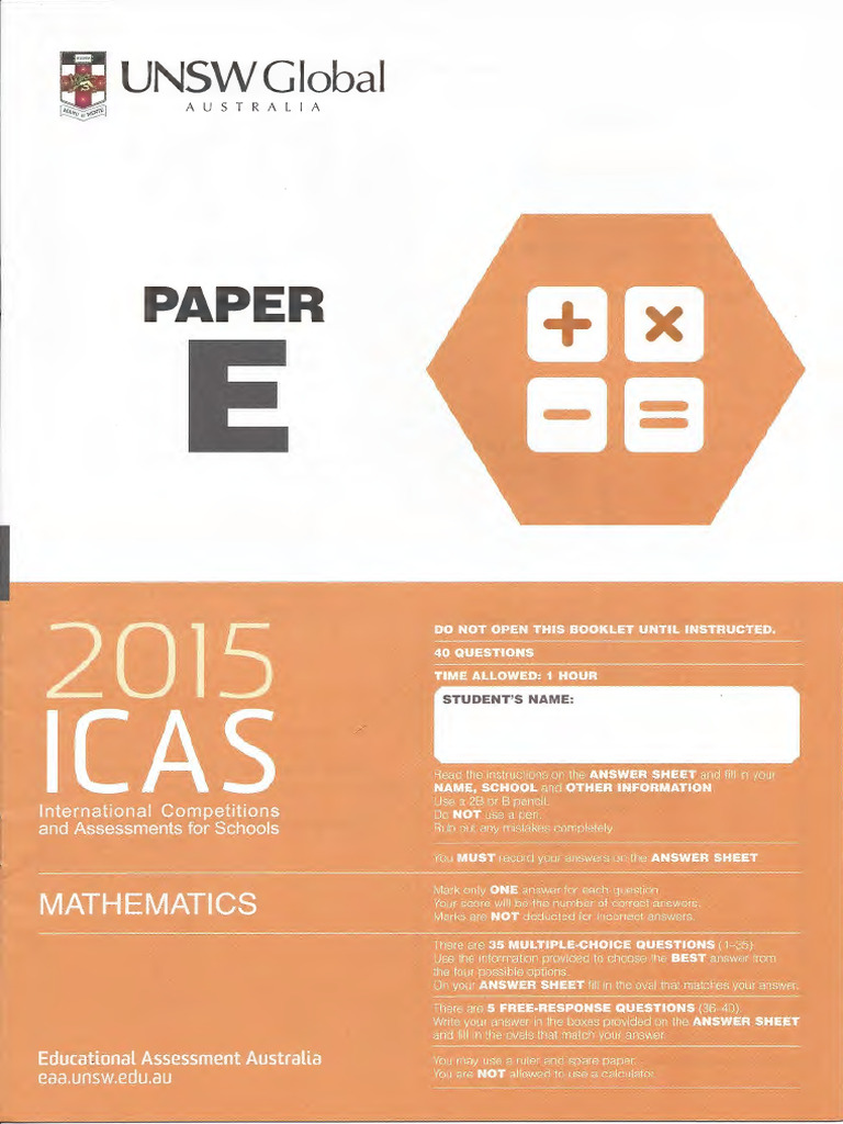 Icas Maths e 2015 | PDF