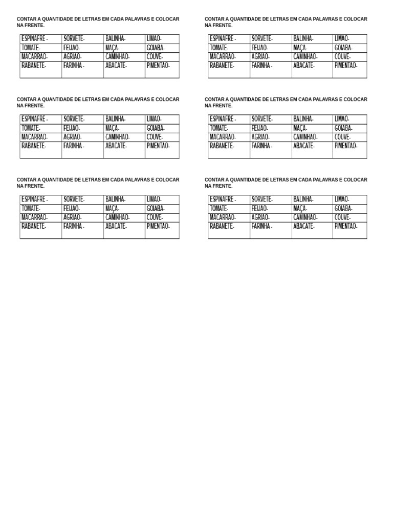 CONTAR A QUANTIDADE DE LETRAS EM CADA PALAVRAS E COLOCAR NA FRENTE | PDF