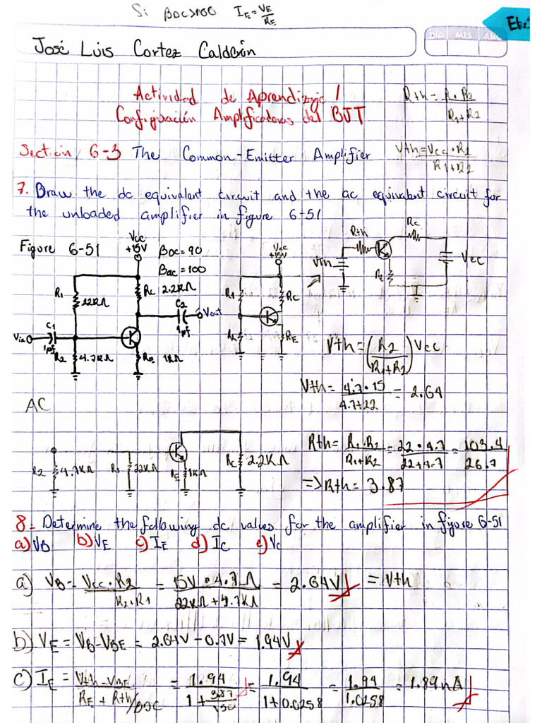 Tarea Parcial 1.1-Amplificadores BJT - José Luis Cortez Calderón | PDF