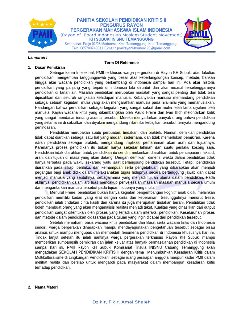TOR Telaah Kebijakan Pendidikan Indonesia | PDF