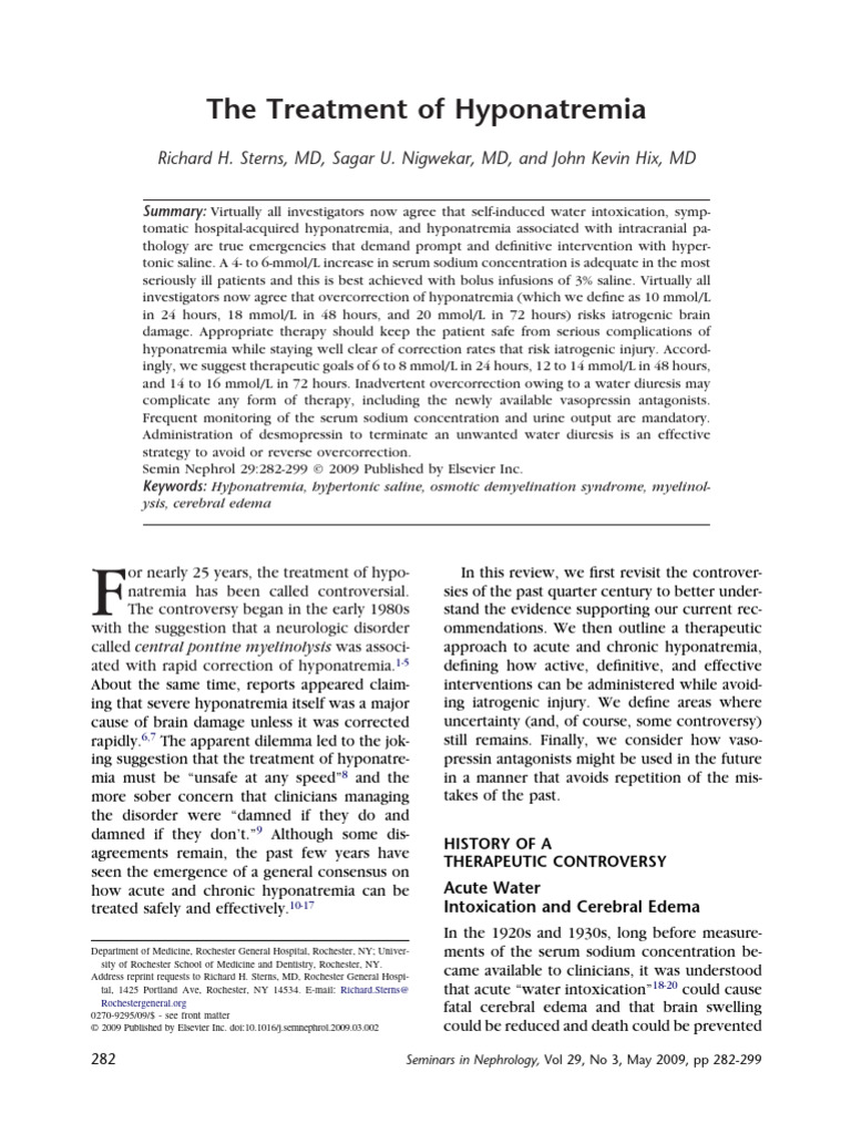 The Treatment of Hyponatremia | PDF