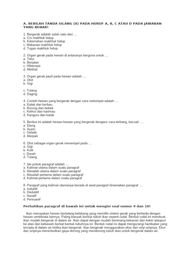 Soal Tema 1 Sub Tema 1 Mentah | PDF