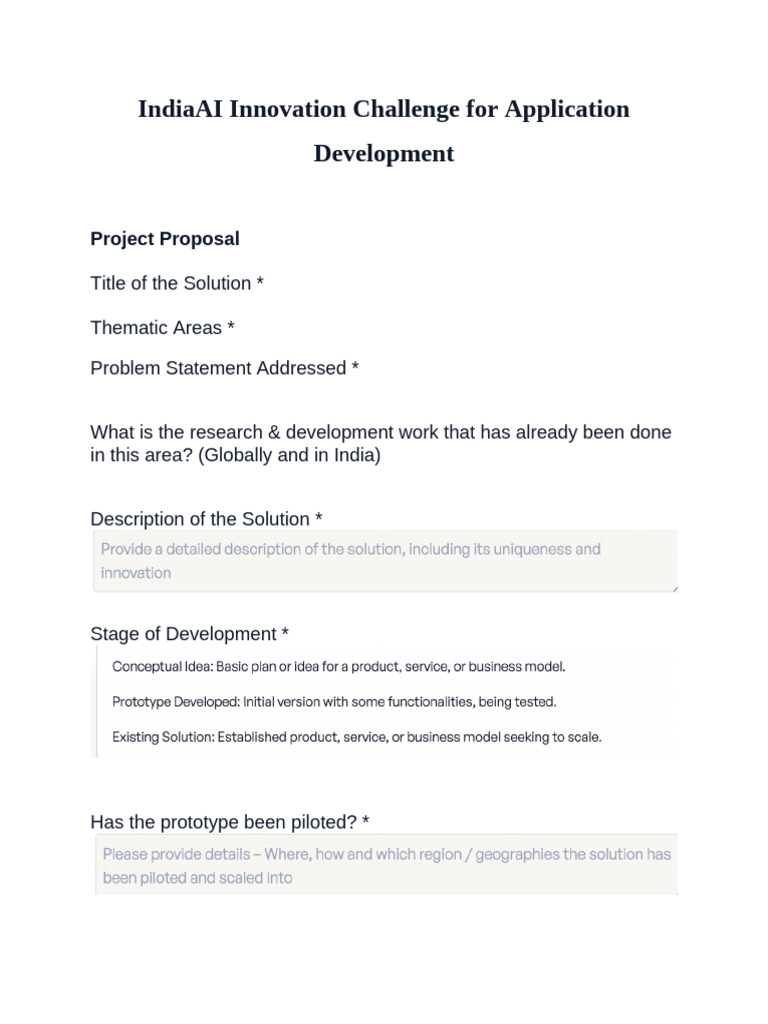 IndiaAI Innovation Challenge For Application Development | PDF