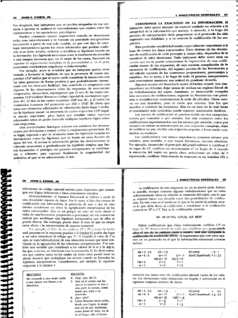 Principios de Interpretaciòn Del Rorschach - John E. Exner | PDF