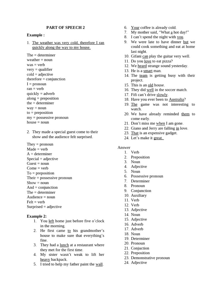 PART OF SPEECH 2 | PDF