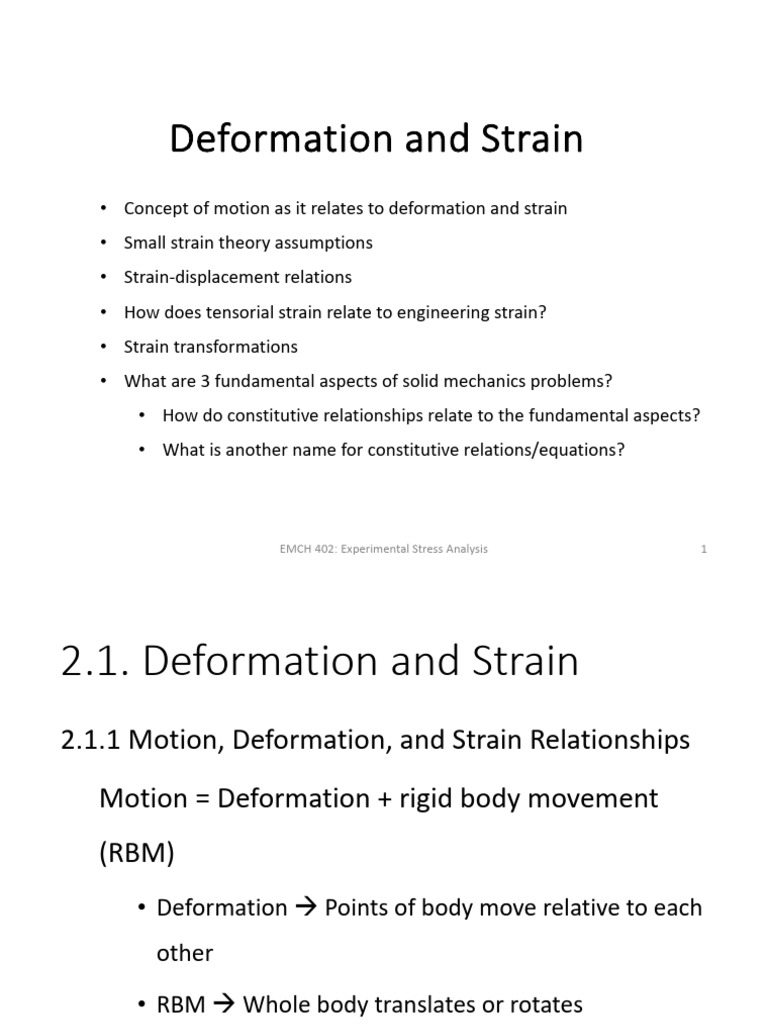 03 Deformation Strain Lecture - EMCH402 | PDF | Stress (Mechanics ...