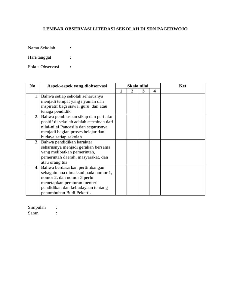 Lembar Observasi | PDF