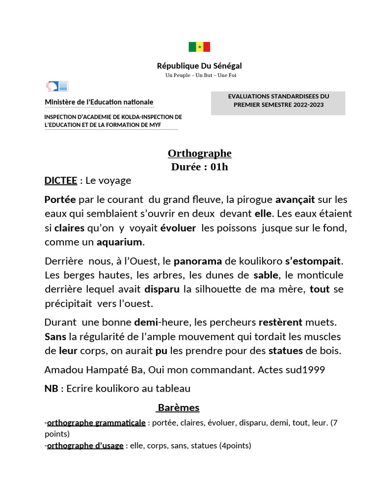 Dictée 3ème - Nouveau Format. | PDF