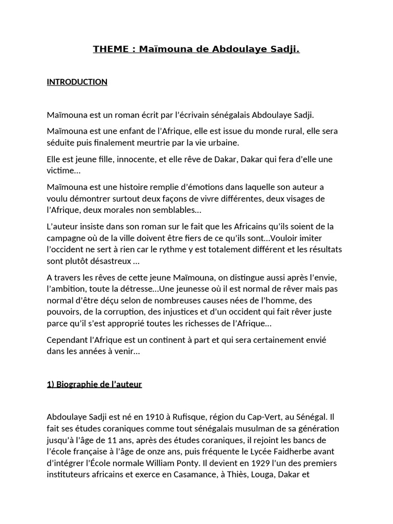 Étude de Maimouna de Abdoulaye SADJI 2 | PDF