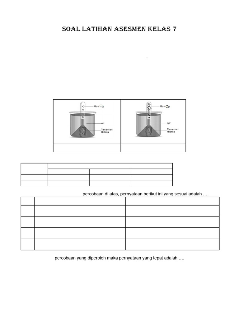 Soal Latihan Asesmen Kelas 7 | PDF