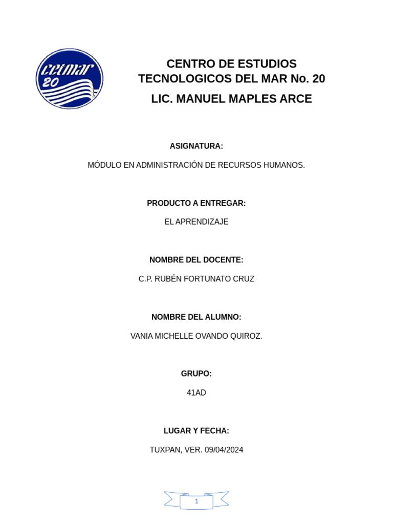 El Aprendizaje Ovando Quiroz Vania Michelle 41ad | PDF