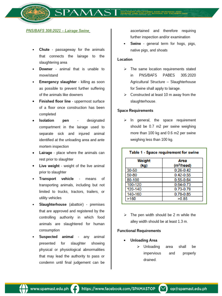 PNSBAFS 3082021 - Lairage Swine | PDF
