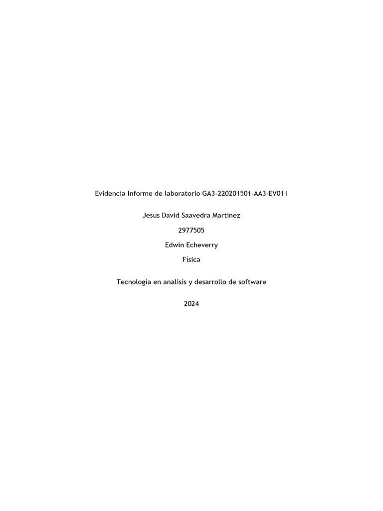 Informe de Laboratorio GA3 220201501 AA3 EV01 PDF | PDF