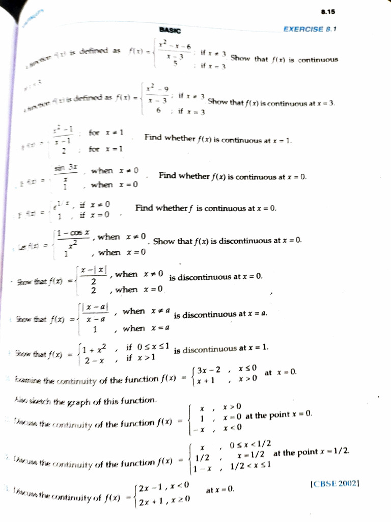 Continuity Class XII | PDF