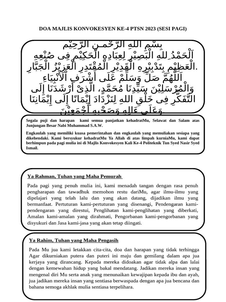 Doa Majlis Konvokesyen | PDF