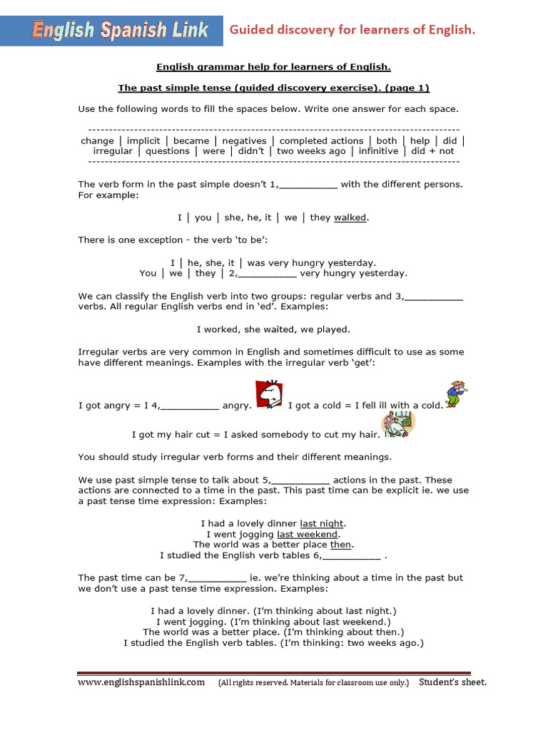 Guided Discovery Past Simple Tense | PDF | Verb | English Language