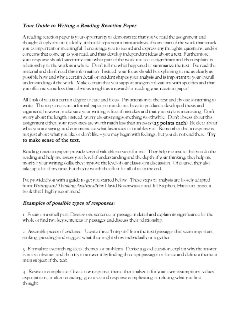 Reading Reaction Paper | PDF | Thought | Essays