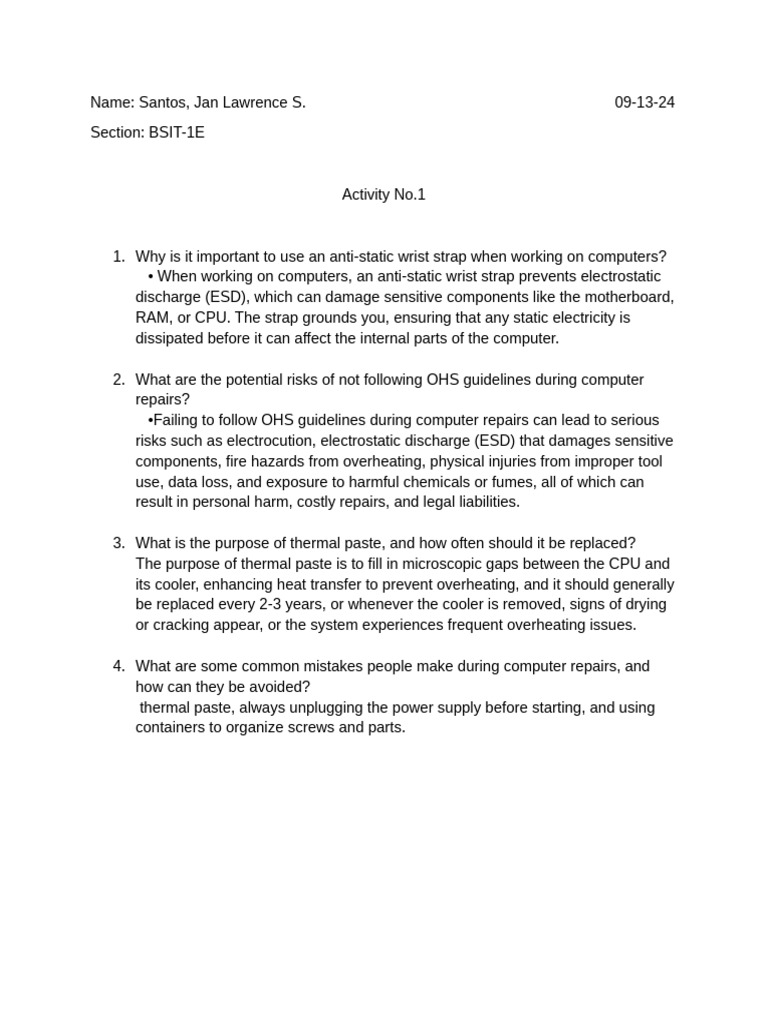 Computer Repair Safety Tips | PDF