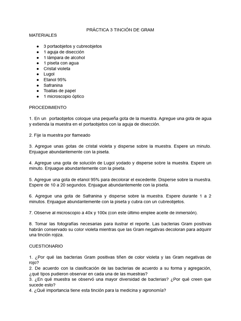 PRÁCTICA 3 TINCIÓN DE GRAM (1) | PDF