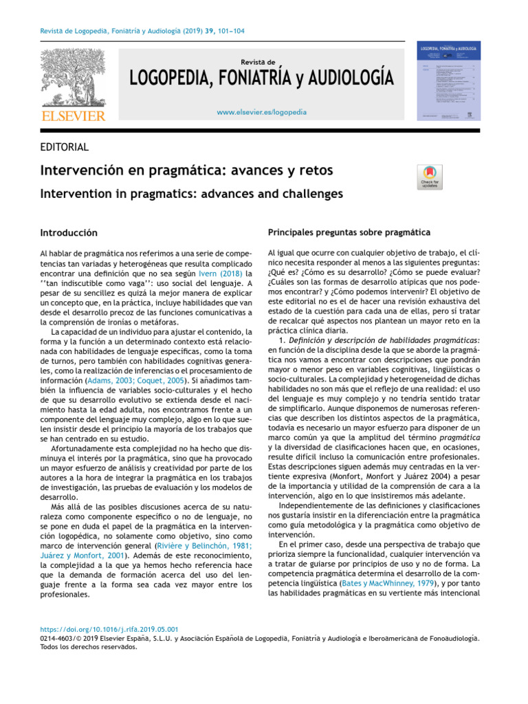 Anexo 2 - Artículo - Intervención en Pragmática Avances y Retos | PDF