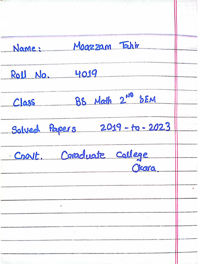 Math-103 Past Papers 2019 To 2023 Solved | PDF