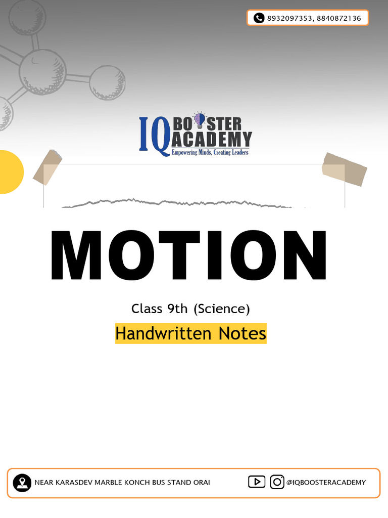 Motion Class 9th | PDF