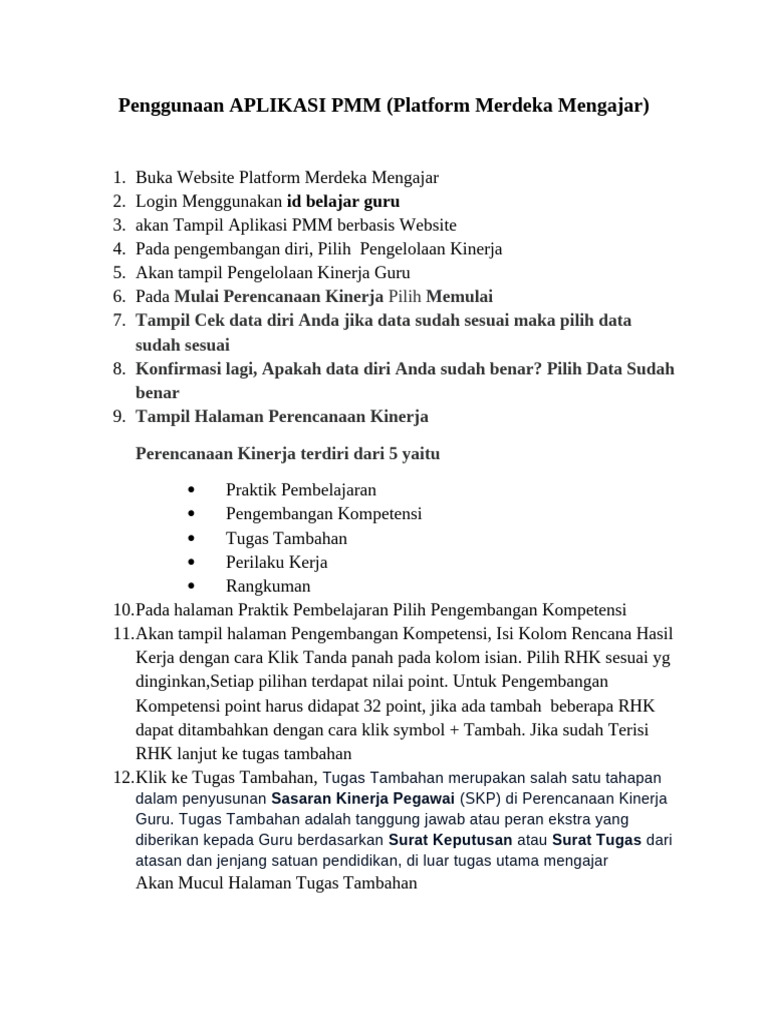 Tahapan Penggunaan APLIKASI PMM | PDF