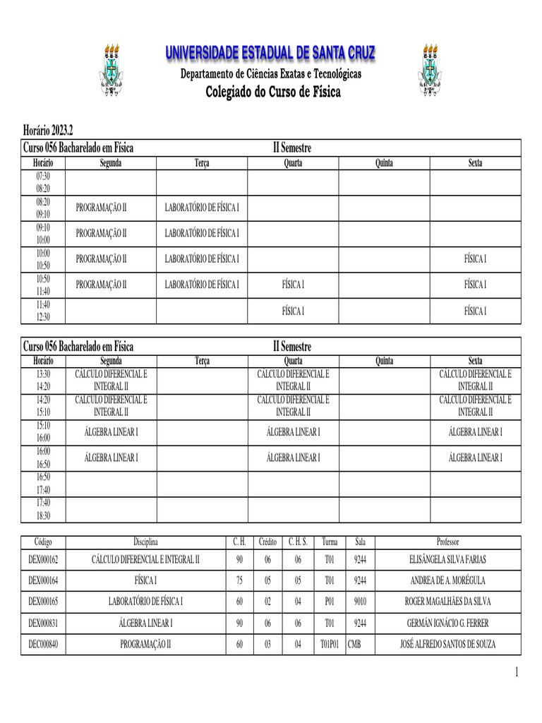 Horario Bach 2024 2 | PDF