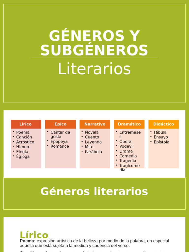 Géneros y Subgéneros Literarios | PDF
