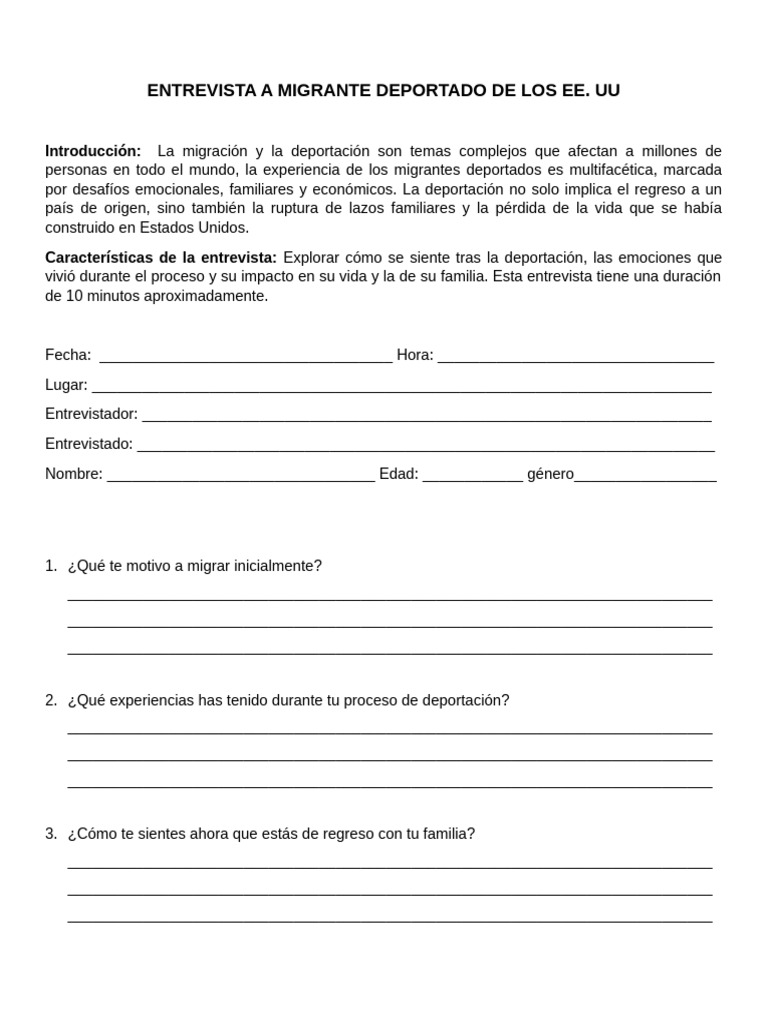 Entrevista A Migrante | PDF