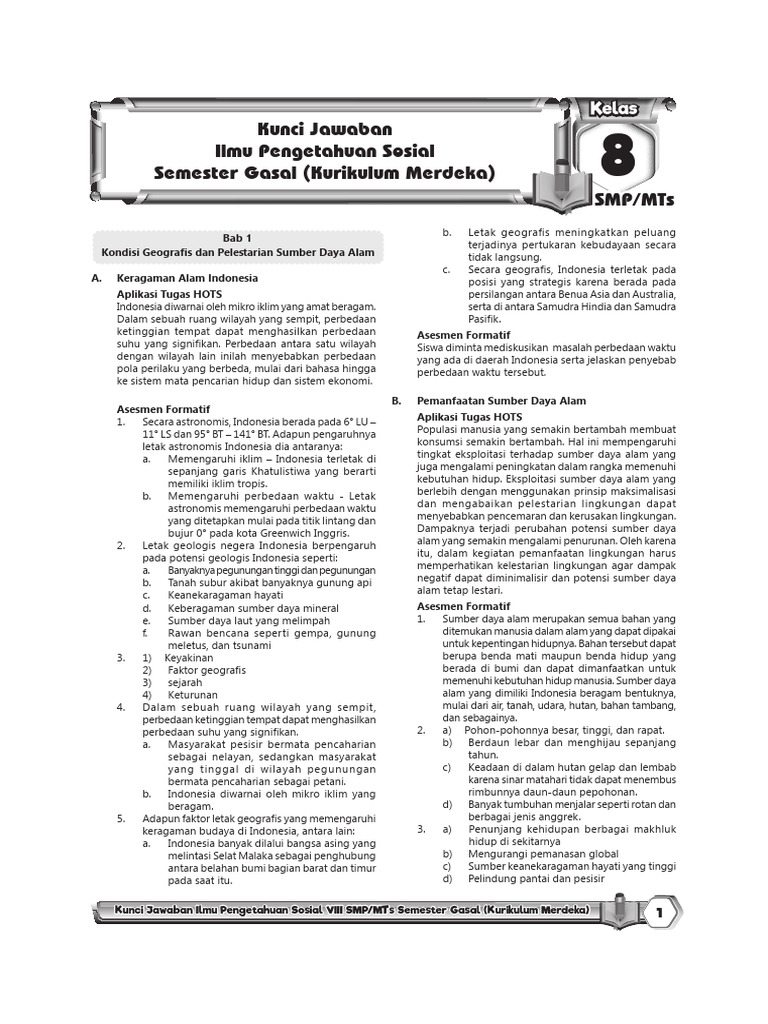 Kunci IPS 8 SMT 1 Merdeka | PDF