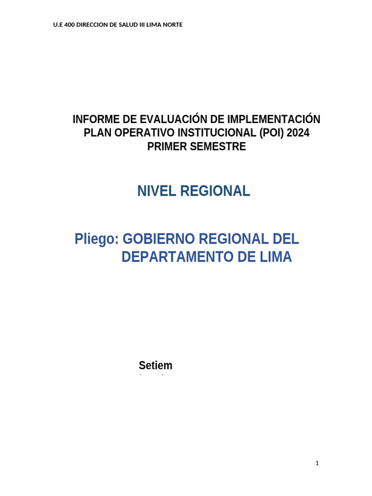 Informe Regional Final - Diresa | PDF