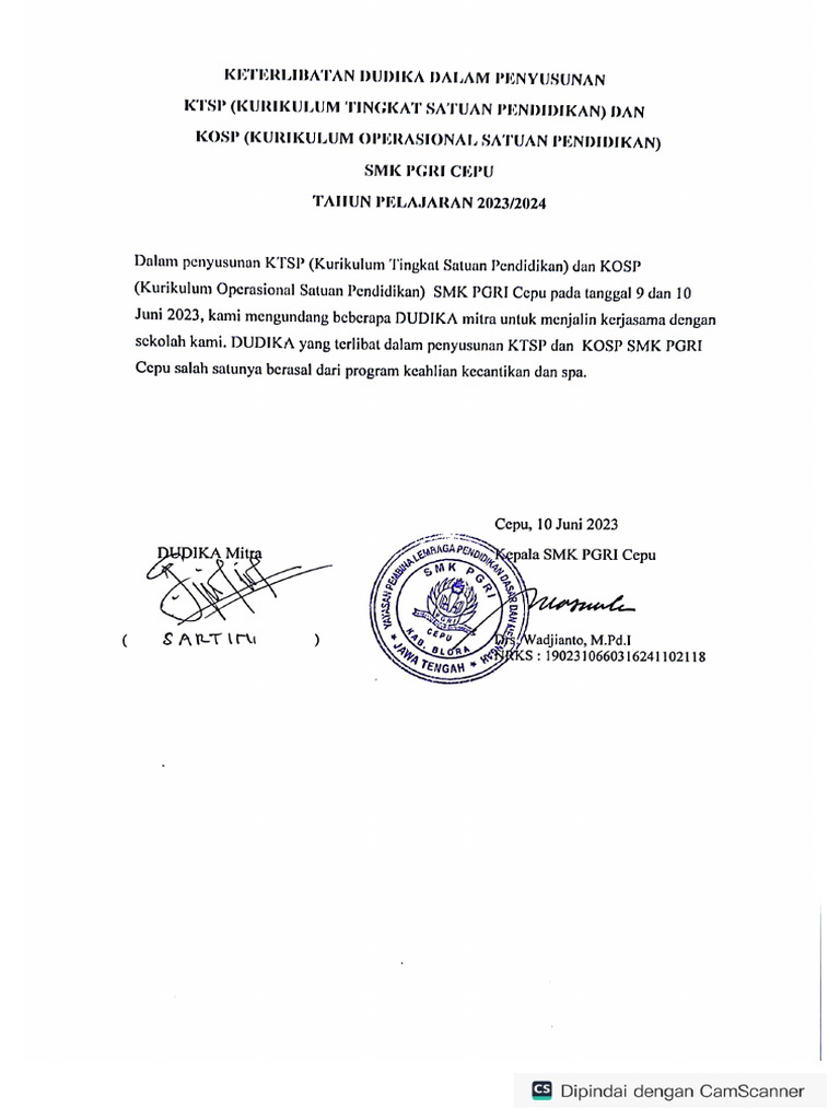 Keterlibatan Dudi DLM Penyusunan KTSP & Kosp (KS) | PDF