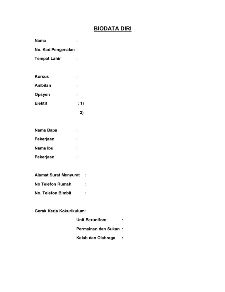 Biodata Diri | PDF