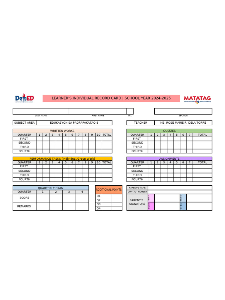 LEARNER'S INDIVIDUAL RECORD CARD-marieraiii | PDF