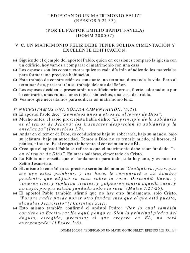 Edificando Un Matrimonio Feliz | PDF | Cristo (título) | Temor
