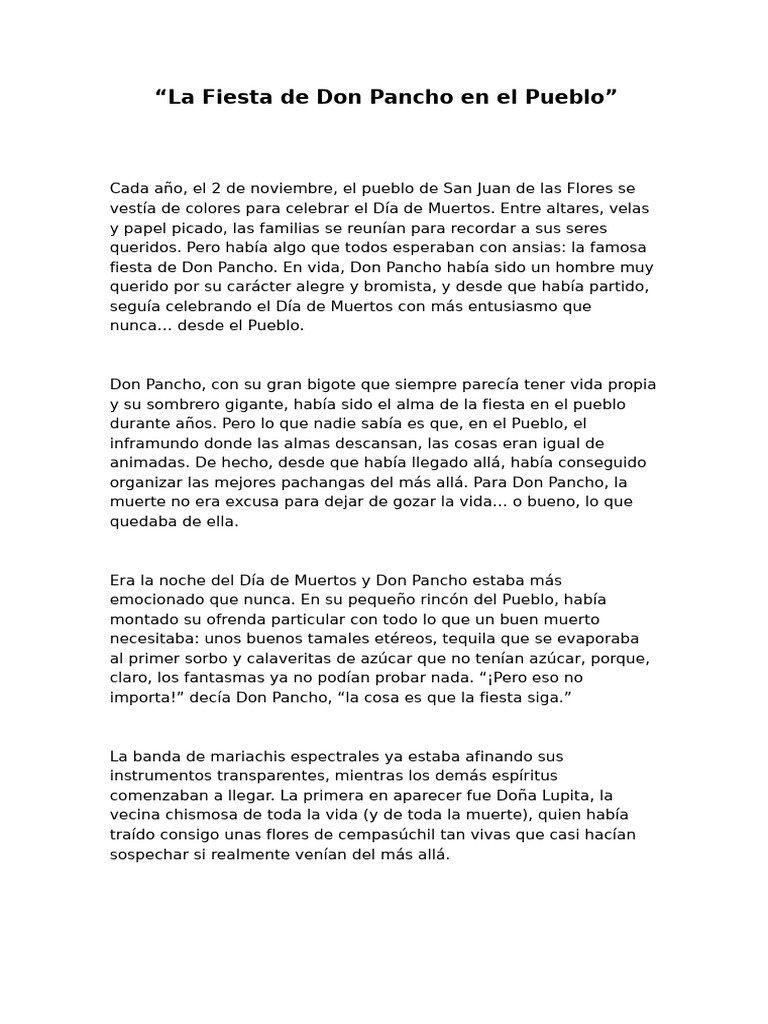 La Fiesta de Don Pancho en El Pueblo | PDF