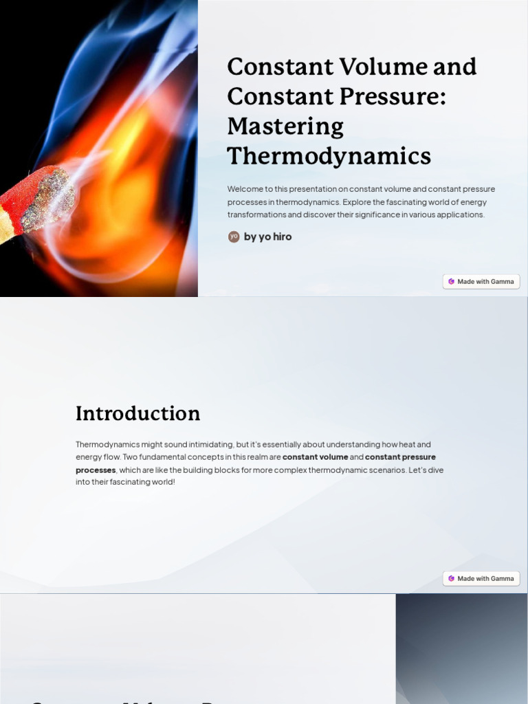 Constant Volume and Constant Pressure Mastering Thermodynamics | PDF ...