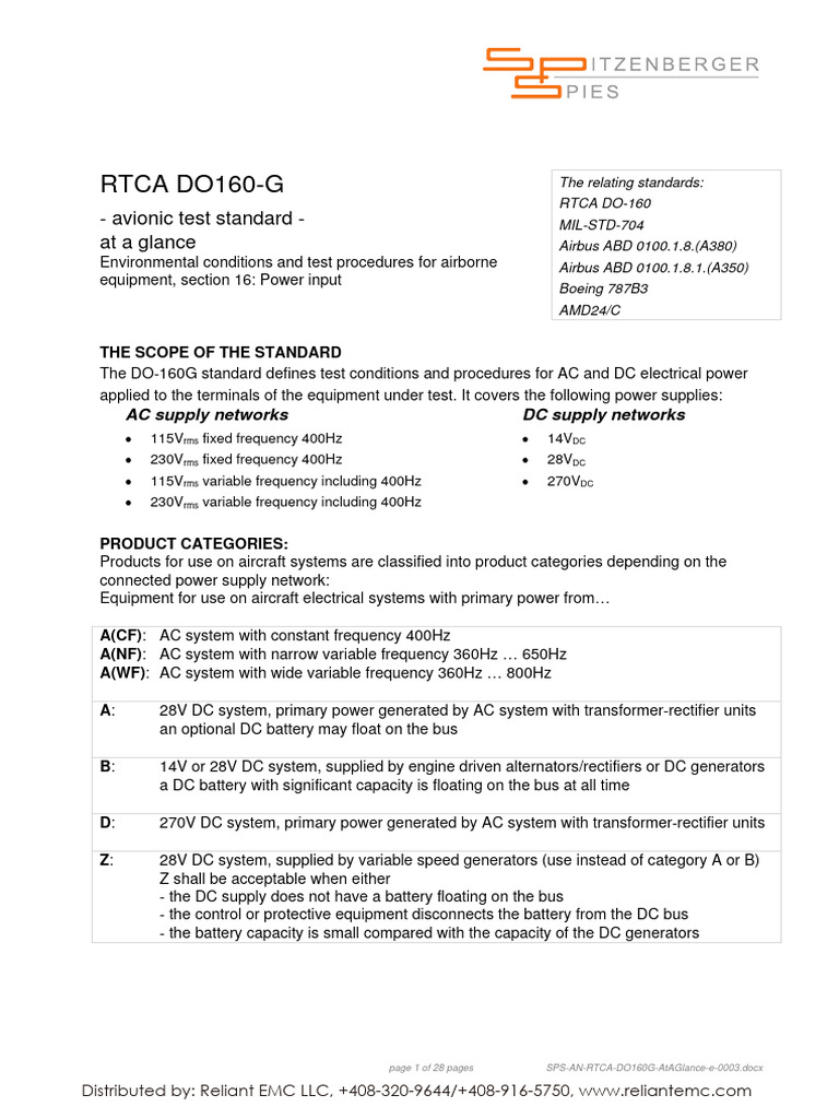 Spitzenberger-Spies-RTCA DO160-G Avionic Test Standard | PDF