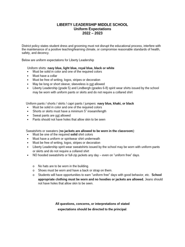 Liberty Leadership Dress Code 22-23 | PDF